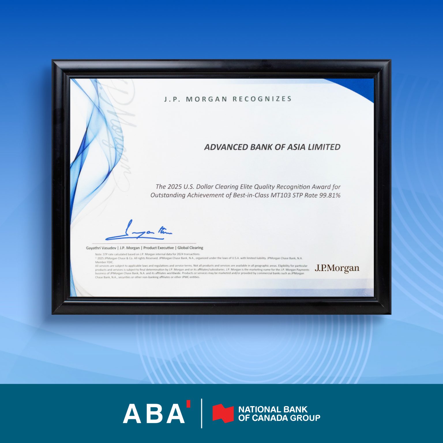 ABA Bank Sets Global Benchmark With Elite Quality Recognition Award ...